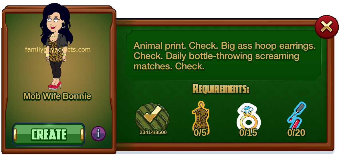 Mobster Character Profile: Mob Wife Bonnie | Family Guy Addicts