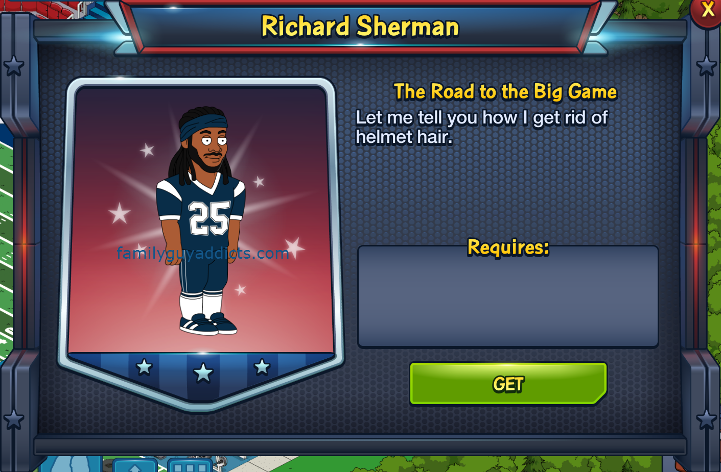 Quahog Football Challenge Scoreboard Character Profile: Richard Sherman ...