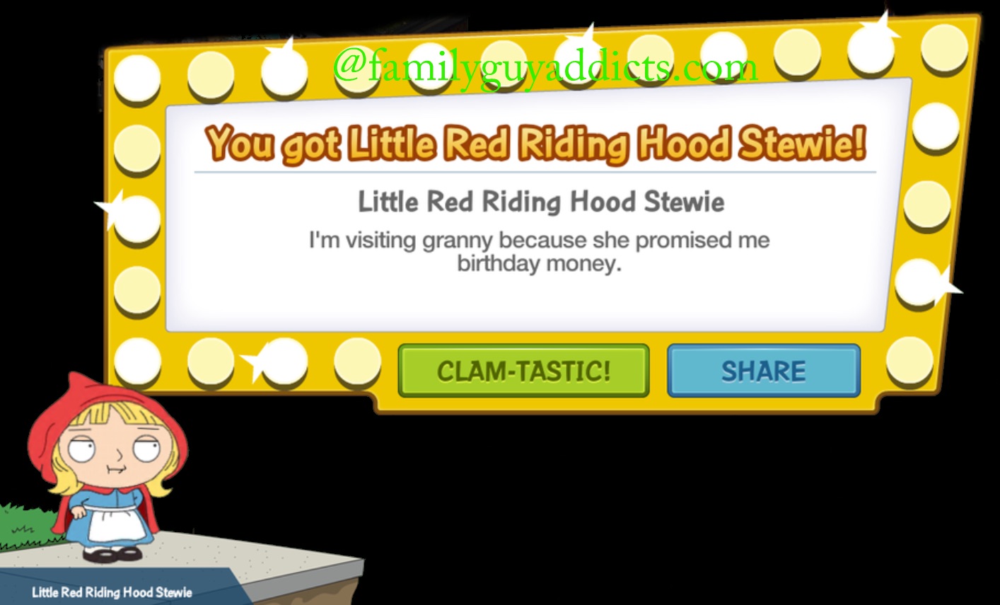 Character Profile: Little Red Riding Hood Stewie | Family Guy Addicts