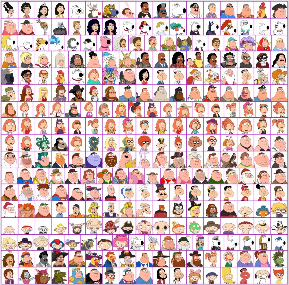 FGQFS Master Costume List | Family Guy Addicts